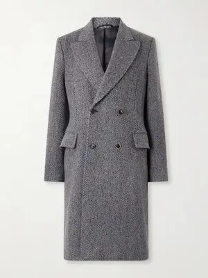 Gabriela Hearst Mcaffrey Double-breasted Wool And Cashmere-blend Herringbone Coat - Gray