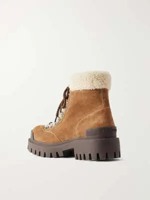 Balenciaga Shearling-trimmed Suede Boots