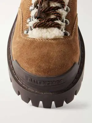 Balenciaga Shearling-trimmed Suede Boots