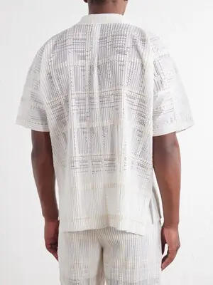 Issey Miyake Pleated Lace Grid Mesh Shirt