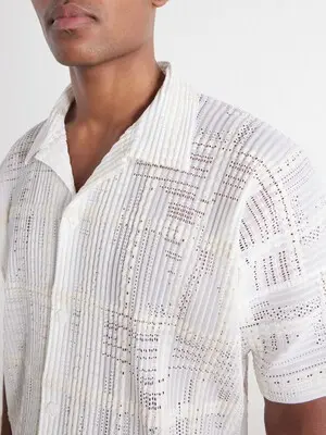 Issey Miyake Pleated Lace Grid Mesh Shirt
