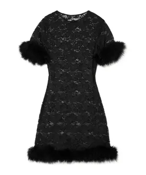 Oseree O-lover Boa Mini Dress - Black
