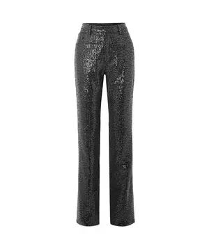 ROTATE BY BIRGER CHRISTENSEN High-waisted Sequin-embellished Jeans - Black