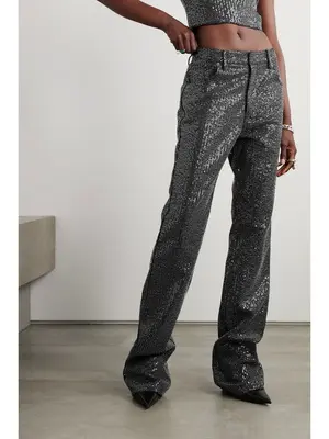 ROTATE BY BIRGER CHRISTENSEN High-waisted Sequin-embellished Jeans