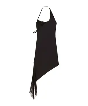 COURREGES Asymmetrical Lace-trimmed Dress - Black