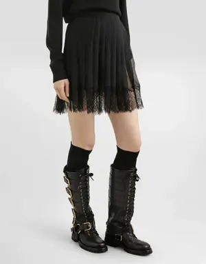 Dolce & Gabbana Pleated Lace Mini Skirt