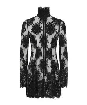 Dolce & Gabbana Lace High-neck Mini Dress - Black