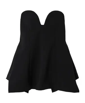 Carven Asymmetric Crepe Bustier Top - Black