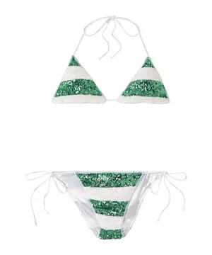 Oseree Candystriped Sequined Bikini
