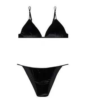 Oseree Spaghetti Strap Bra And Briefs Set Lingerie - Black