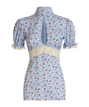Dolce & Gabbana Dolce Gabbana Small Rose-printed Charmeuse Top - Blue