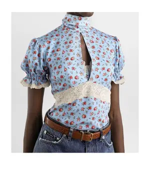 Dolce & Gabbana Dolce Gabbana Small Rose-printed Charmeuse Top