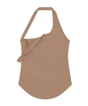 COURREGES Courrèges Asymmetrical Buckle Tank Top - Brown