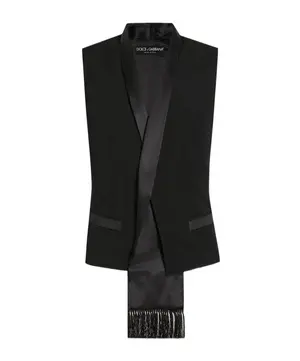 Dolce & Gabbana Satin-lapel Sleeveless Vest - Black