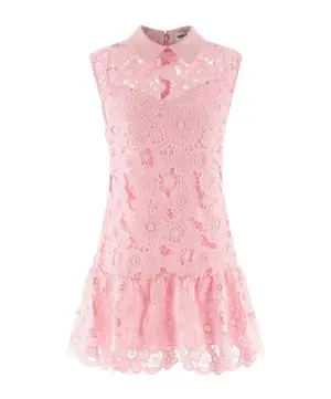 SELF-PORTRAIT Floral Lace Collared Mini Dress - Pink