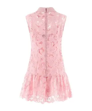 SELF-PORTRAIT Floral Lace Collared Mini Dress