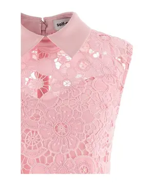 SELF-PORTRAIT Floral Lace Collared Mini Dress
