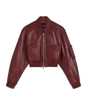 Phoebe Philo Zip-front Leather Bomber Jacket - Brick Red