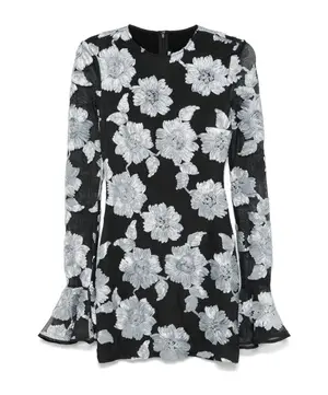 ROTATE BY BIRGER CHRISTENSEN Floral Appliqué Mesh Mini Dress - Anthracite