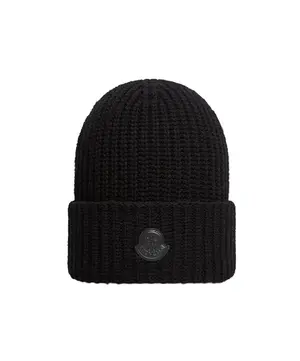 Moncler Wool Cashmere Blend Beanie - Black