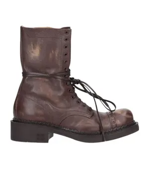 Miu Miu Leather Laced Boots - Brown