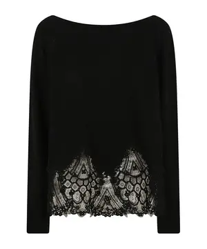 Ermanno Scervino Lace-trim Sweater - Black