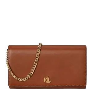 Ralph Lauren Long Flap Bag In Smooth Leather - Brown