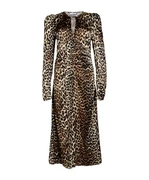 GANNI Leopardprint Flared Dress - Black