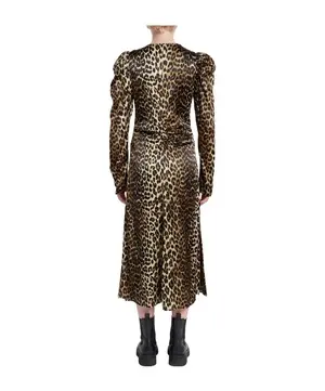 GANNI Leopardprint Flared Dress