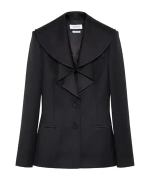 Alexander McQueen Waterfall Collar Single-breasted Jacket - Black