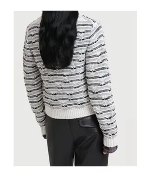 Marni White And Blue Mixed Stitch Wool Cardigan
