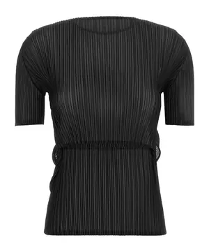 Issey Miyake Sheer Slit Pleats' Top - Black