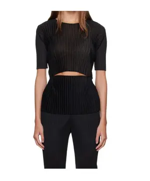 Issey Miyake Sheer Slit Pleats' Top