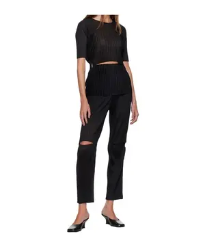 Issey Miyake Sheer Slit Pleats' Top
