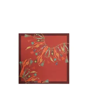 Etro Silk Scarf With Charm Motif - Orange