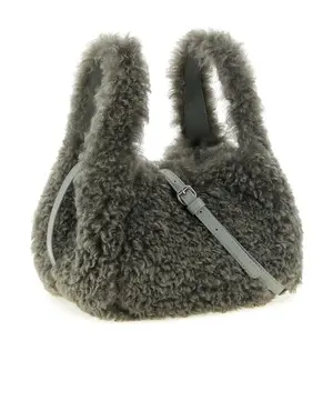 Stella McCartney Shearling Logo Shoulder Bag