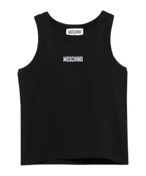 Moschino Logo Ribbed Tank Top - Black