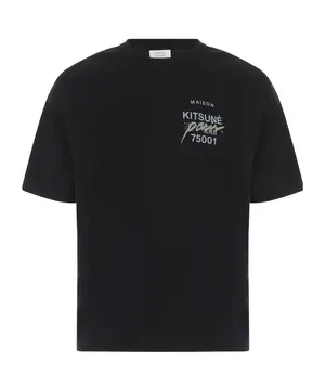 Maison Kitsuné Logo-print Fox-motif T-shirt - Black