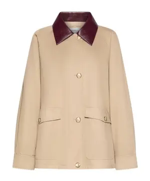 Marella Collared Button-front Casual Jacket - Light Brown