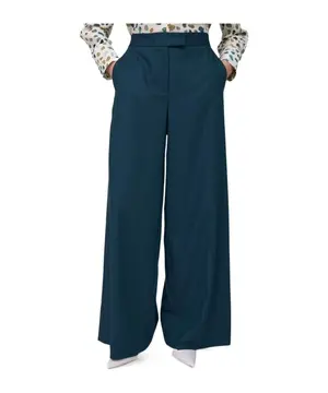 Marella Elastic-waist Wide-leg Casual Trousers - Green