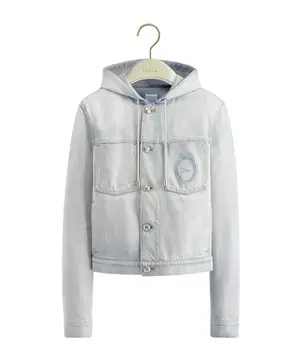 Dior Medaillon Embroidered Hooded Jacket - Light Blue