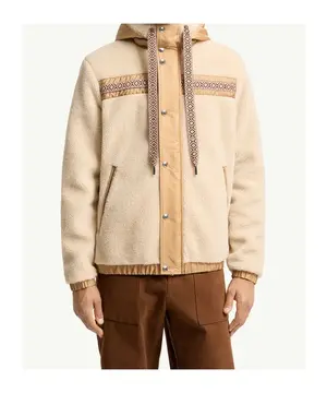 Moncler Geometric Trim Teddy Zip-up Hoodie