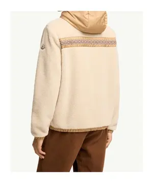 Moncler Geometric Trim Teddy Zip-up Hoodie