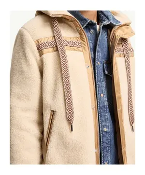 Moncler Geometric Trim Teddy Zip-up Hoodie