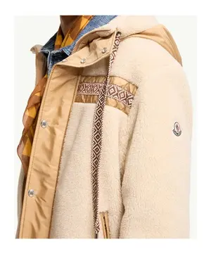 Moncler Geometric Trim Teddy Zip-up Hoodie
