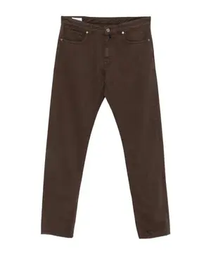 Incotex Logo-patch Belt-loop Trousers - Dark Brown