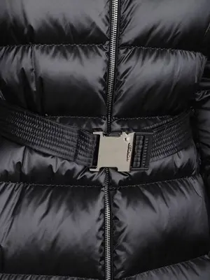 Moncler Leersies Shearling Trimmed Hooded Long Down Coat