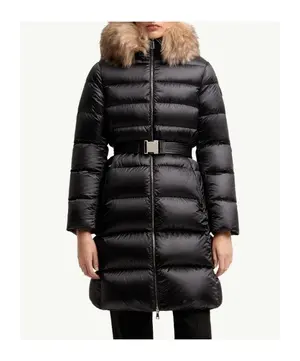 Moncler Leersies Shearling Trimmed Long Padded Coat