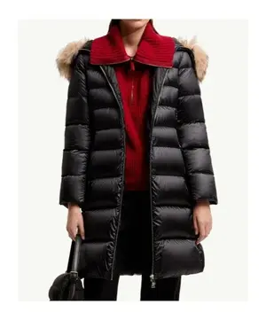 Moncler Leersies Shearling Trimmed Long Padded Coat