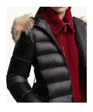 Moncler Leersies Shearling Trimmed Long Padded Coat